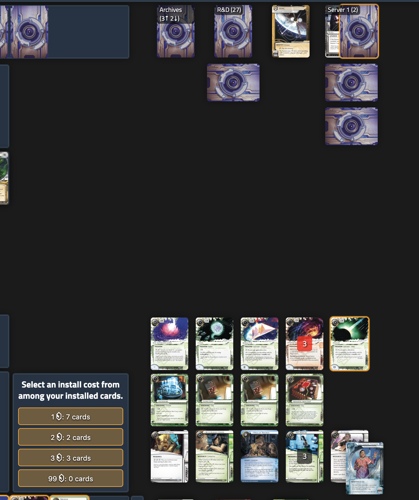 Khusyuk trying to count cards of with a cost of 99 credits. · Issue #4180 · mtgred/netrunner ...