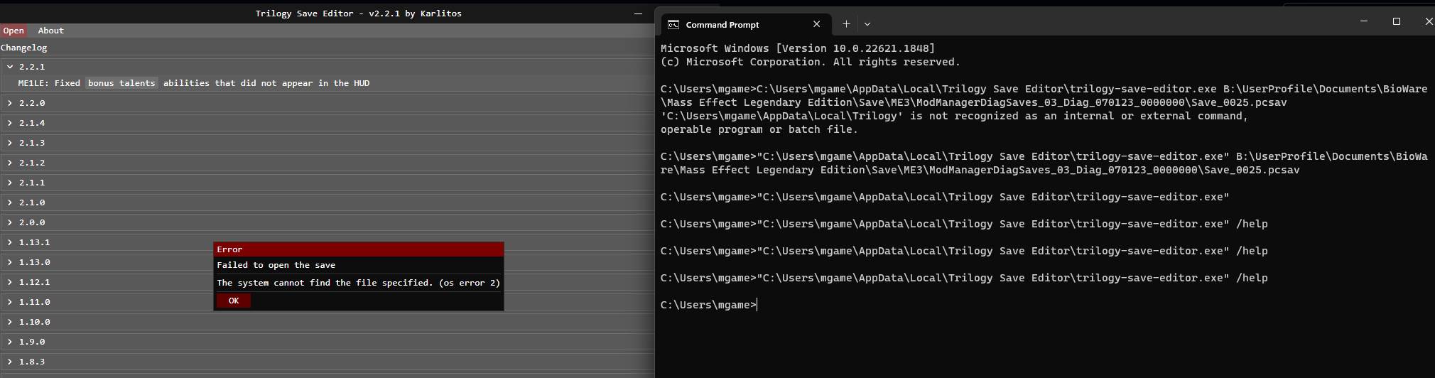 Command line options on GUI version don't work · Issue #71 · KarlitosVII/trilogy-save-editor ...