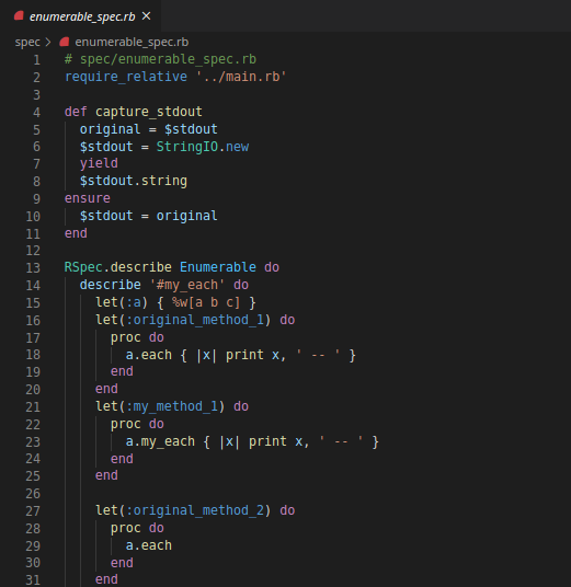 GitHub - voscarmv/enumerable_methods: A re-creation of the standard Ruby enumerable methods with ...