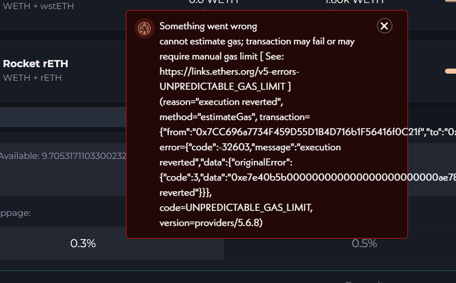 Depositing into rETH vault reverts · Issue #325 · alchemix-finance/alchemix-v2-frontend · GitHub