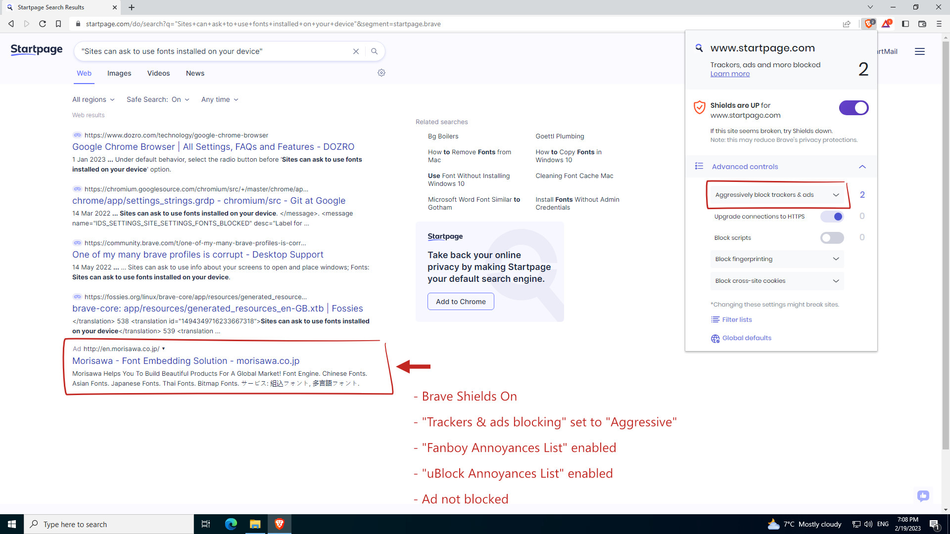 Startpage.com Ads not being Blocked even with Brave Shields set to ...