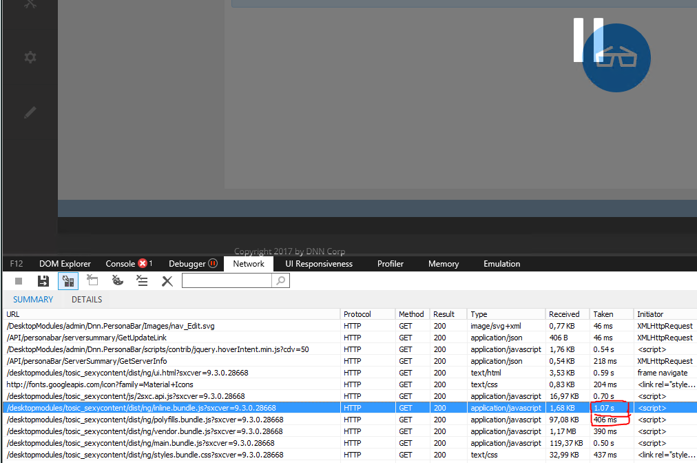 IE 11: 'webpackJsonp' is undefined, inline.bundle loading slower than polyfill - when in IE Dev ...