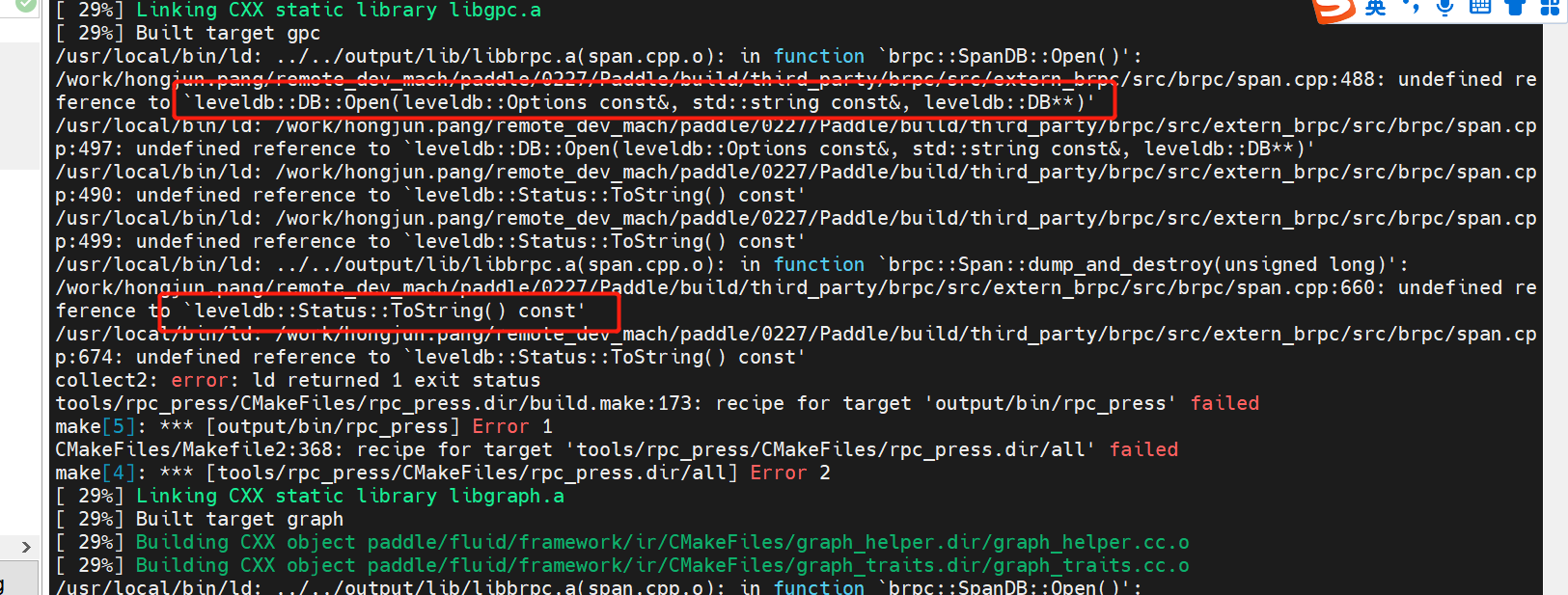 源码编译带分布式版本的paddle（-DWITH_DISTRIBUTE=ON）时使用ABI=0报错 · Issue #50541 · PaddlePaddle/Paddle · GitHub