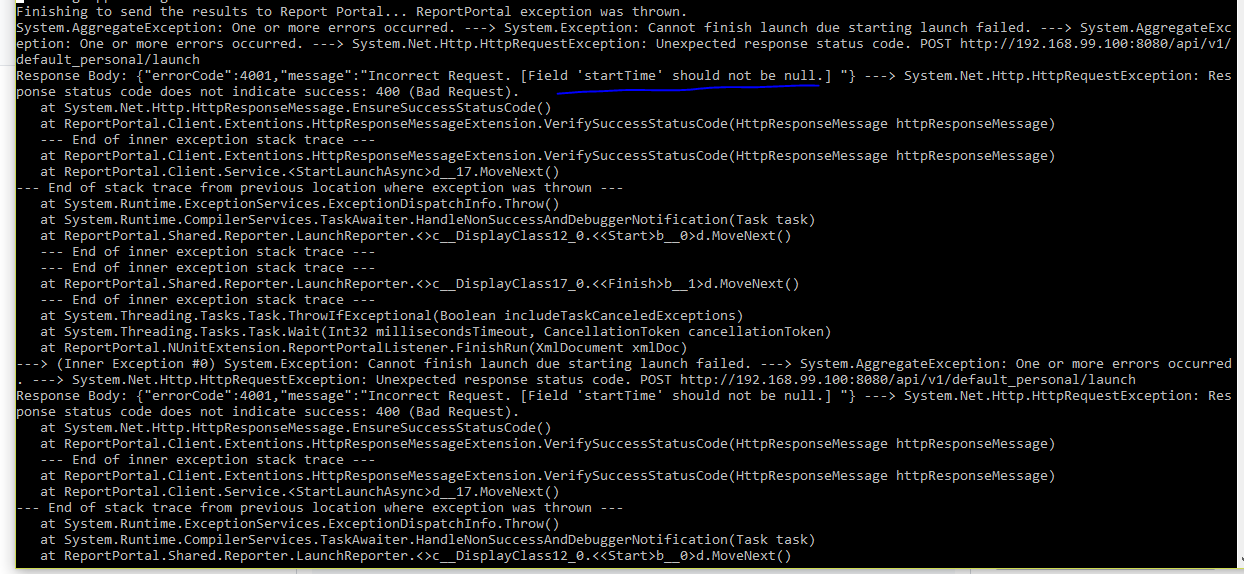 Field 'startTime' should not be null · Issue #684 · reportportal ...