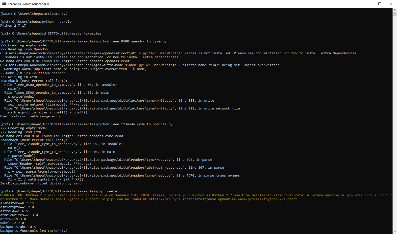 Constantly getting "Pandas is not installed. Please see documentation for how to install extra ...
