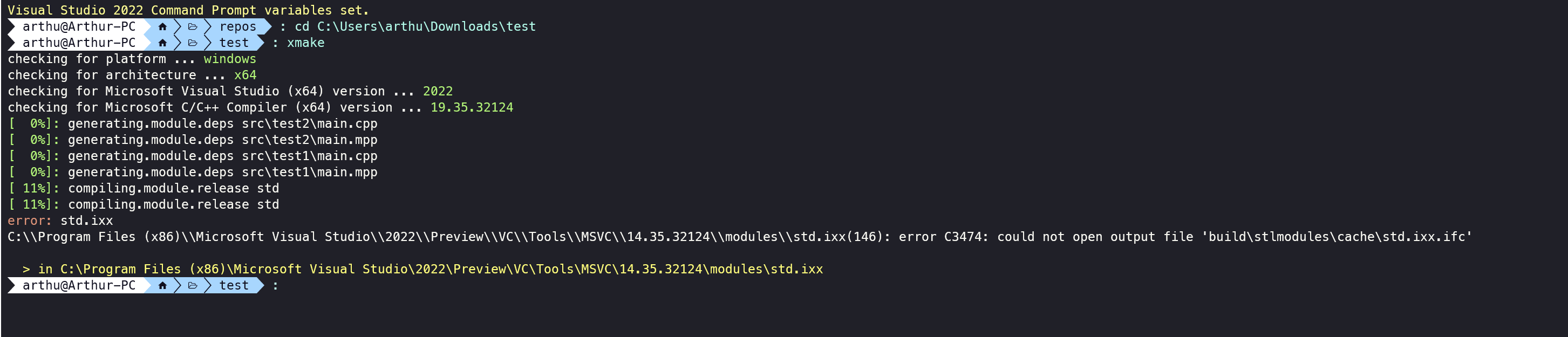 Build Error When More Than One Target Tries To Use C 23 Standard Modules · Issue 3205 · Xmake