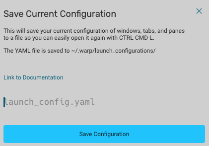 Error when saving Launch Configuration · Issue #2076 · warpdotdev/Warp · GitHub