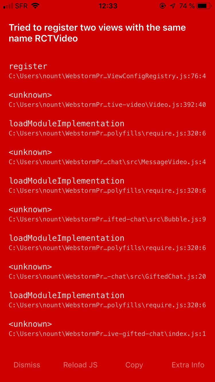 Tried to register two views with the same name RCTVideo · Issue #1170 · FaridSafi/react-native ...