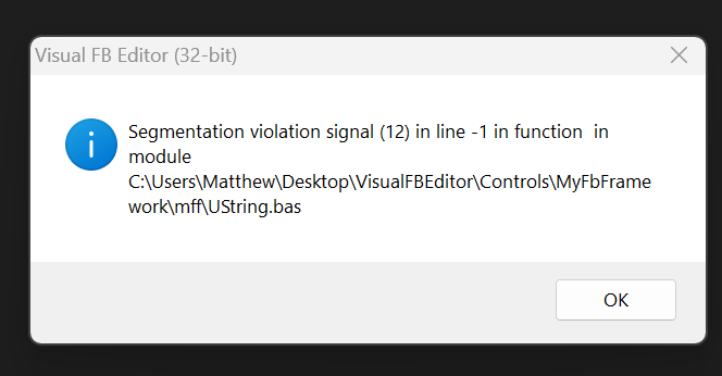 Segmentation Violation Signal (12) · Issue #447 · XusinboyBekchanov/VisualFBEditor · GitHub