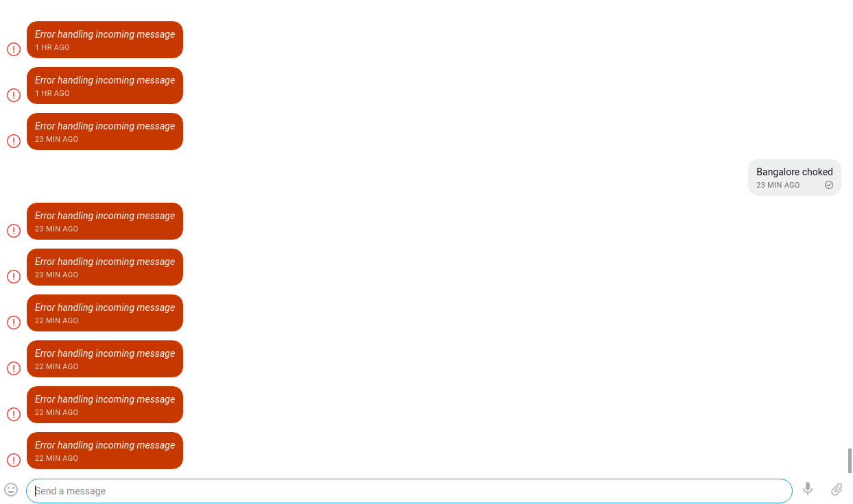 "Error Handling Incoming Messages" Posted Repeatedly in my Conversation · Issue #3268 ...