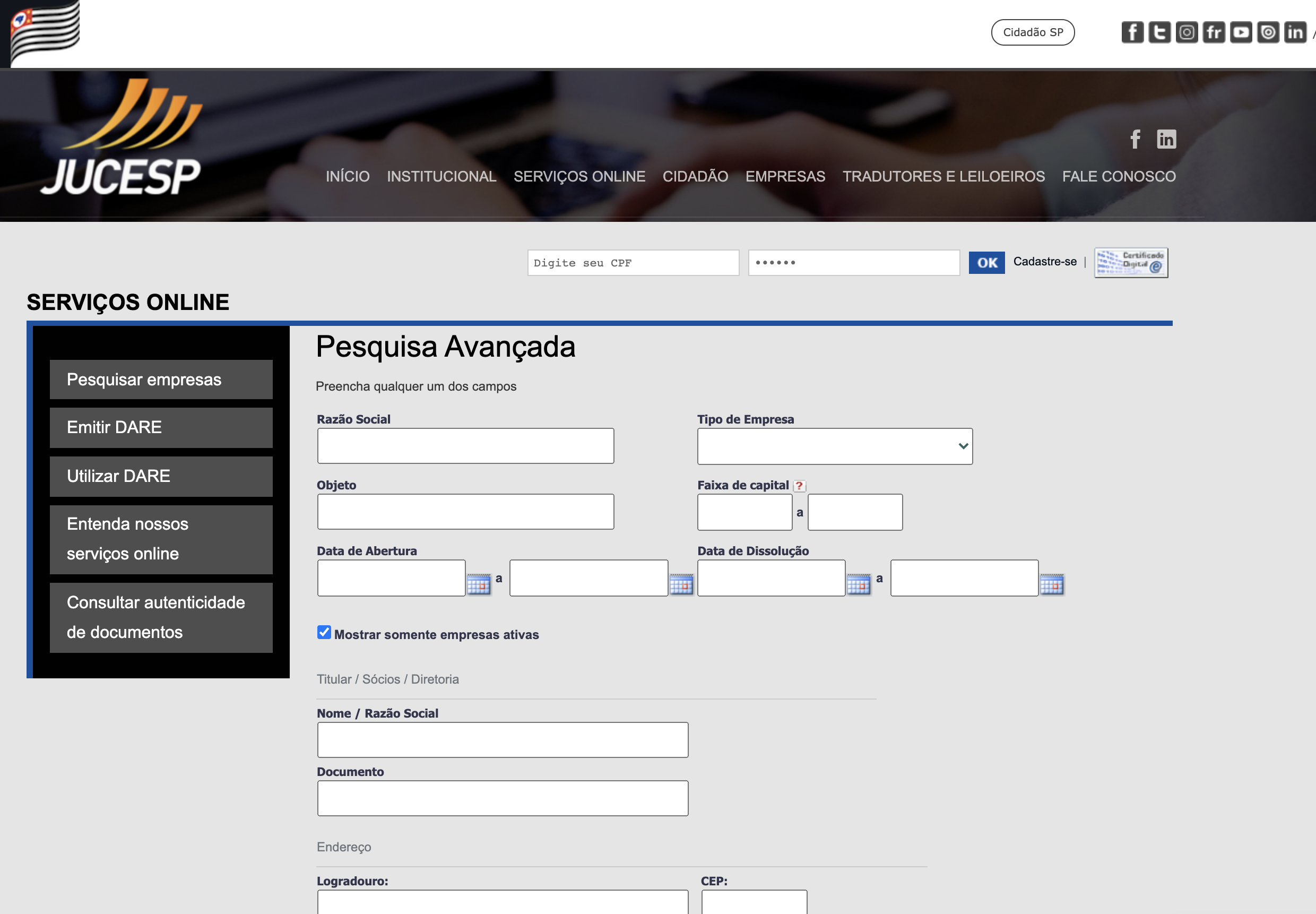 [API de Automação de Consulta] Junta Comercial / SP / NIRE a partir de ...
