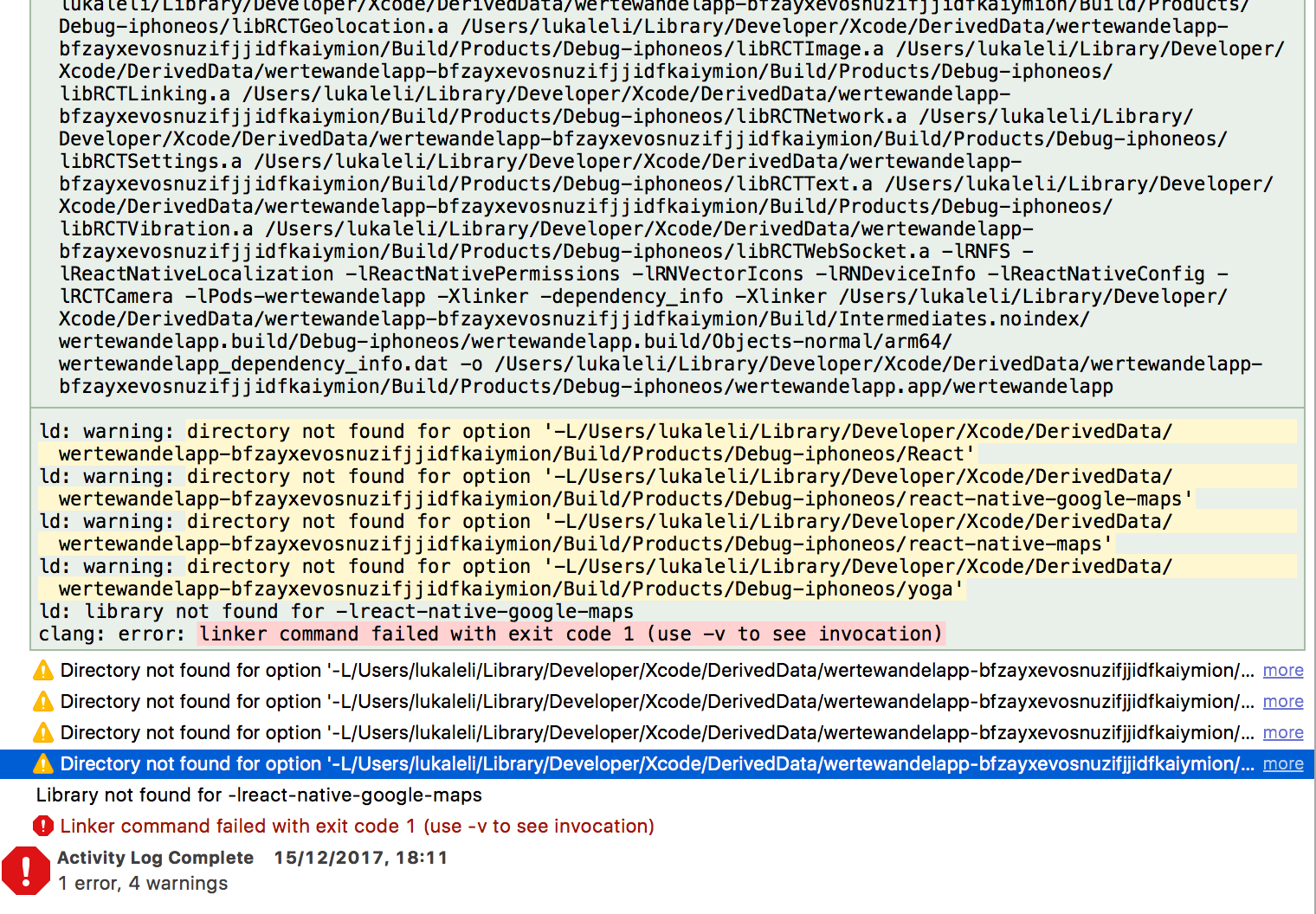 Linker error on iOS with the newest release of react-native-maps ...