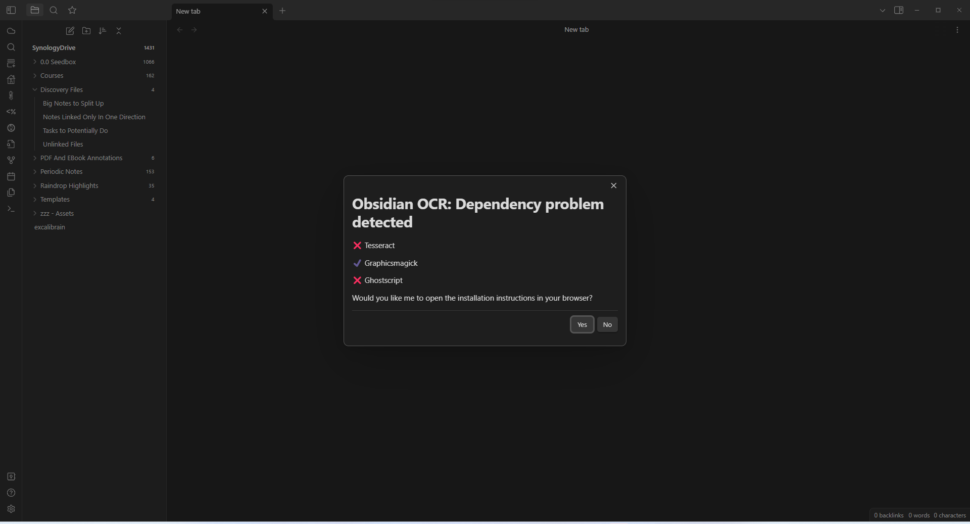 Obsidan Freezes Up When Dependencies Not Met Popup Is Displayed · Issue #5 · MohrJonas/obsidian ...