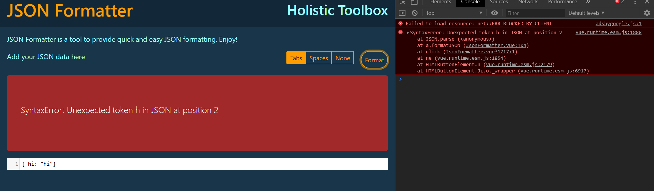 Better error messages for JSON Formatter · Issue #18 · holistic-web ...