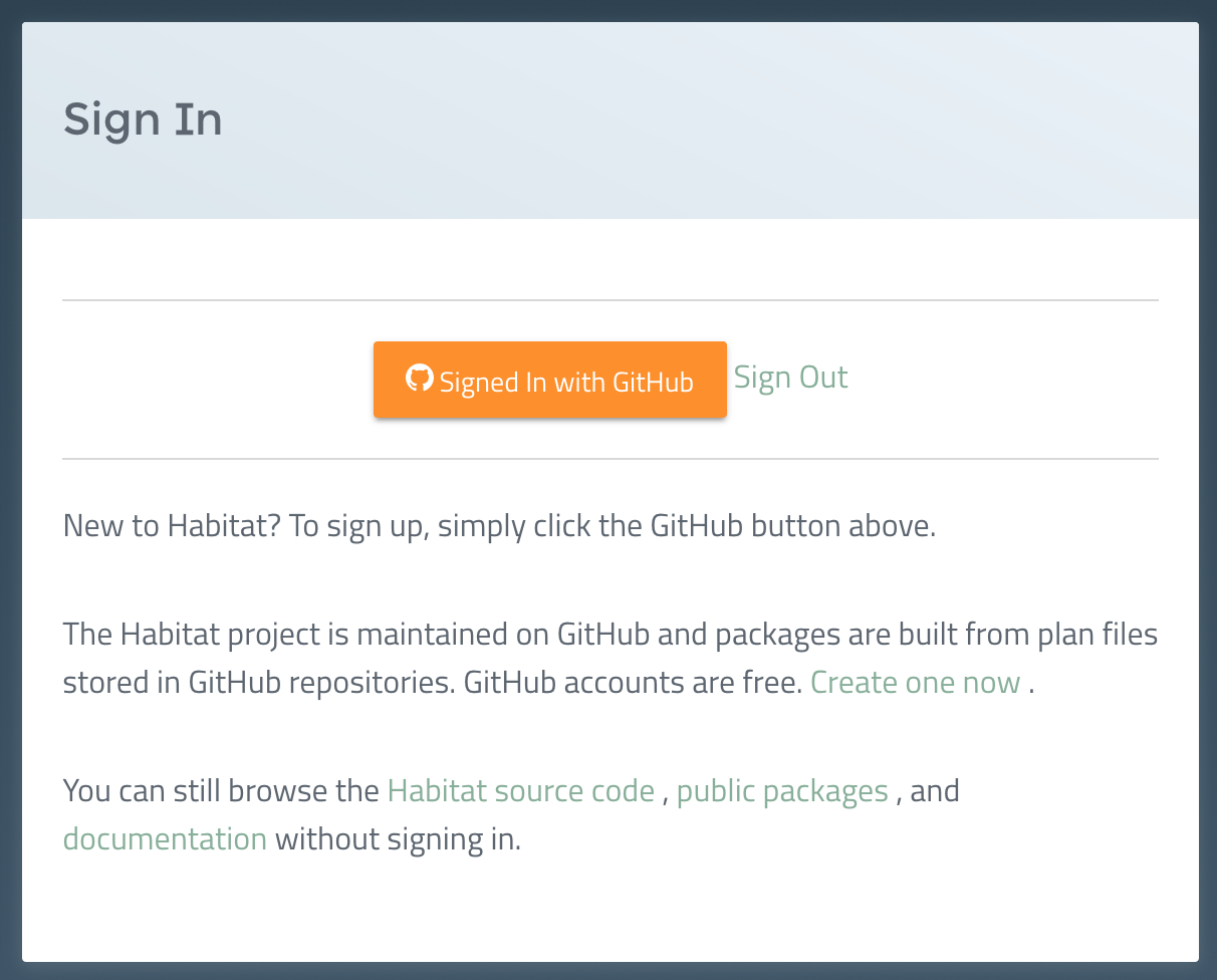 Sign-in view looks odd when signed in · Issue #3287 · habitat-sh/habitat · GitHub