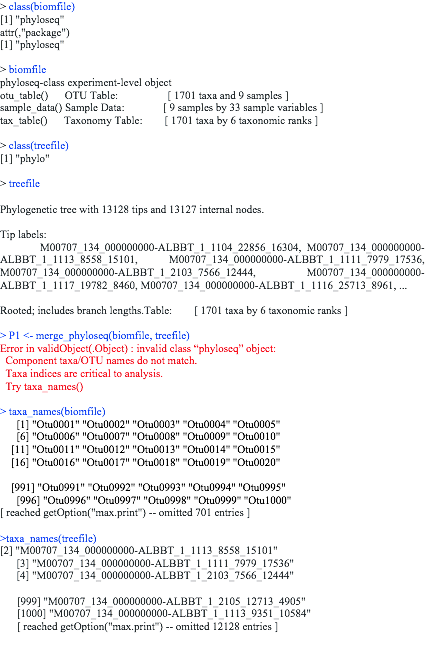 Component taxa/OTU names do not match · Issue #863 · joey711/phyloseq · GitHub