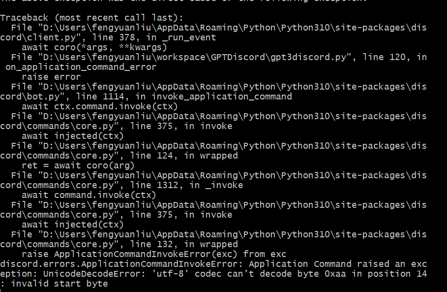 [BUG] encode error in gpt ask · Issue #311 · Kav-K/GPTDiscord · GitHub