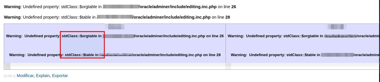 Warning: Undefined property: stdClass::$orgtable in adminerevo.php on line 1488 · Issue #49 ...