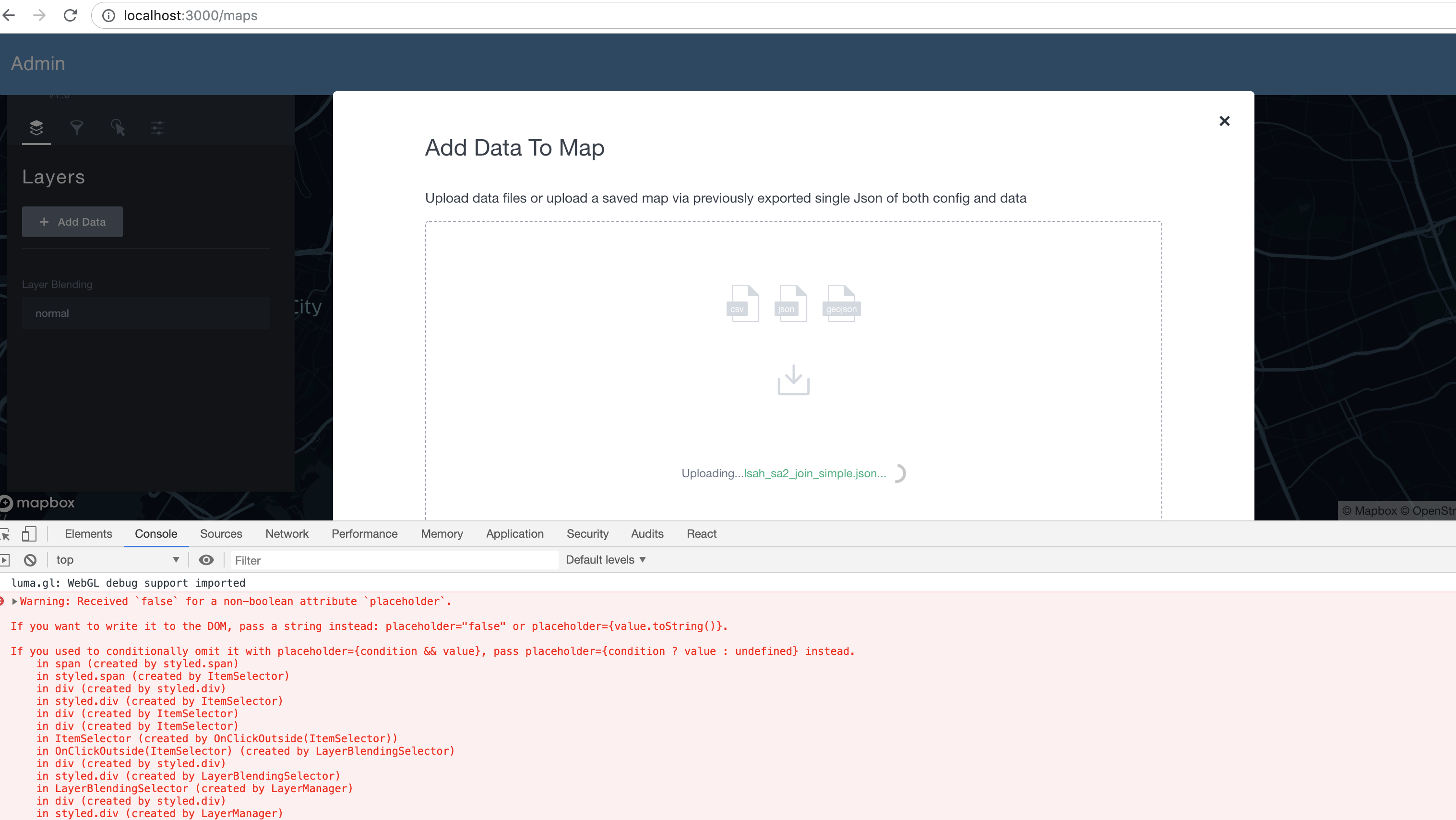 Unable to upload data on local · Issue #474 · keplergl/kepler.gl · GitHub