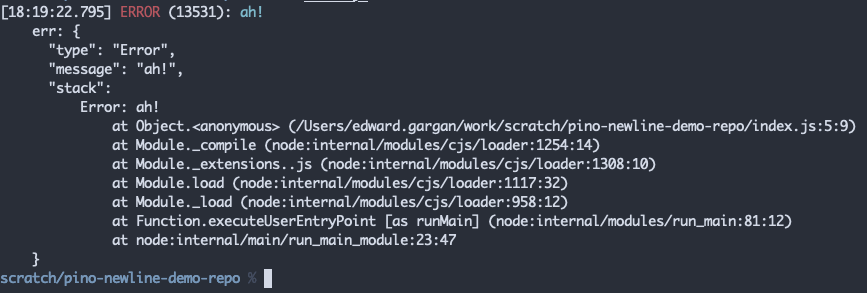 How to render `\n`s in arbitrary data properties · Issue #426 · pinojs/pino-pretty · GitHub