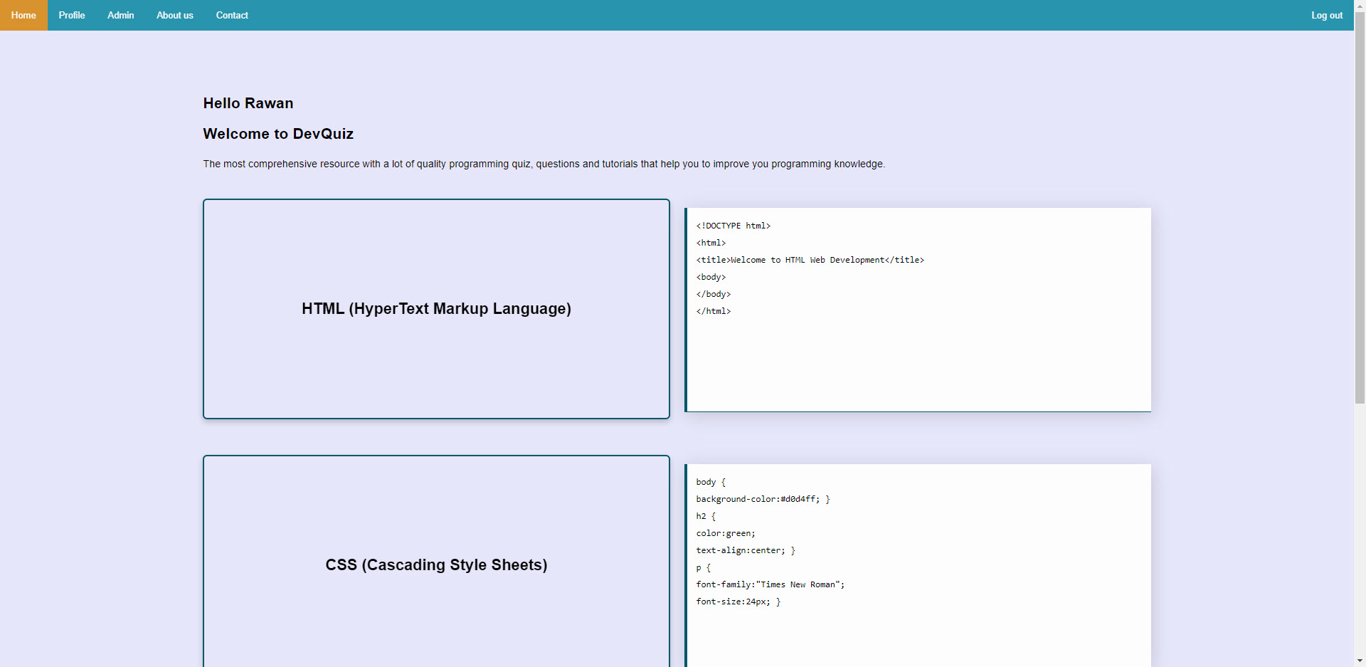 GitHub - rawan-a-d/DevQuiz: A web app which offers programming quizzes for programmers.