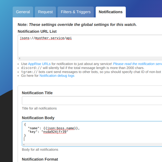 [feature] Use JSONPath selector in the notification body as a Jinja2 ...
