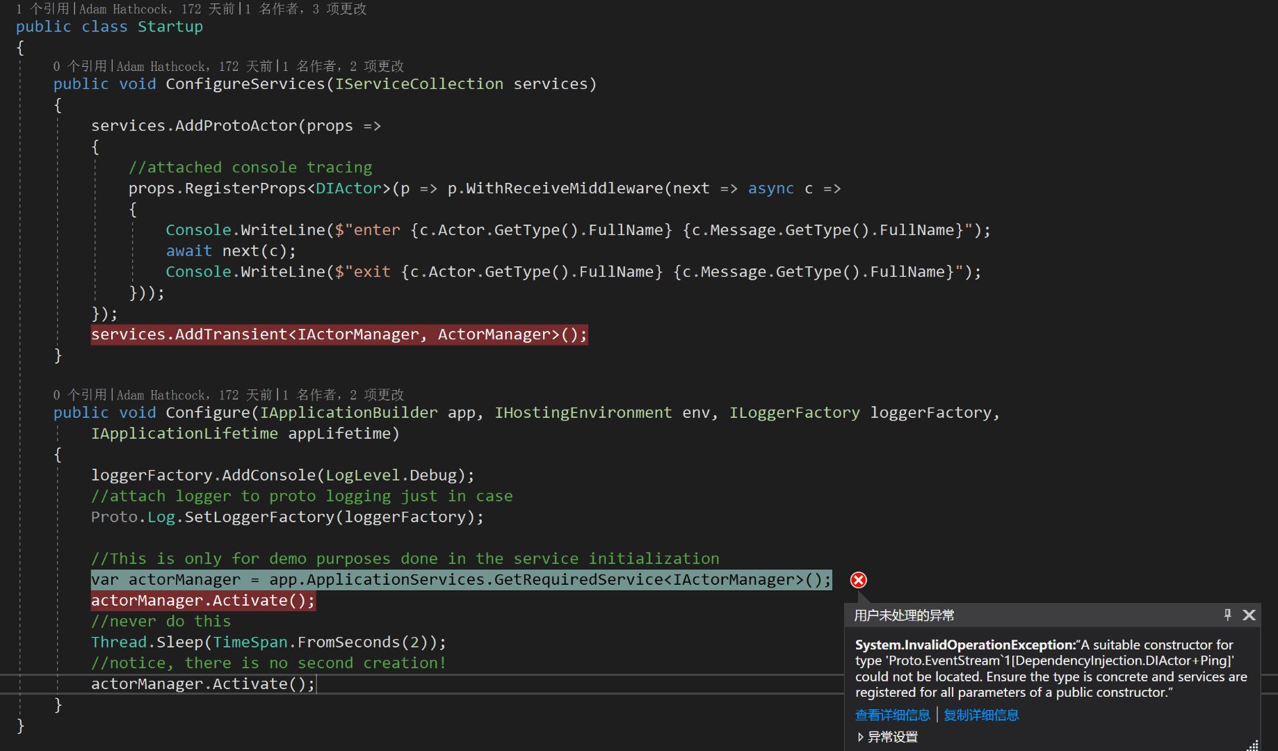 Example Of Dependencyinjection Can Not Run Correctly · Issue 323 · Asynkron Protoactor Dotnet
