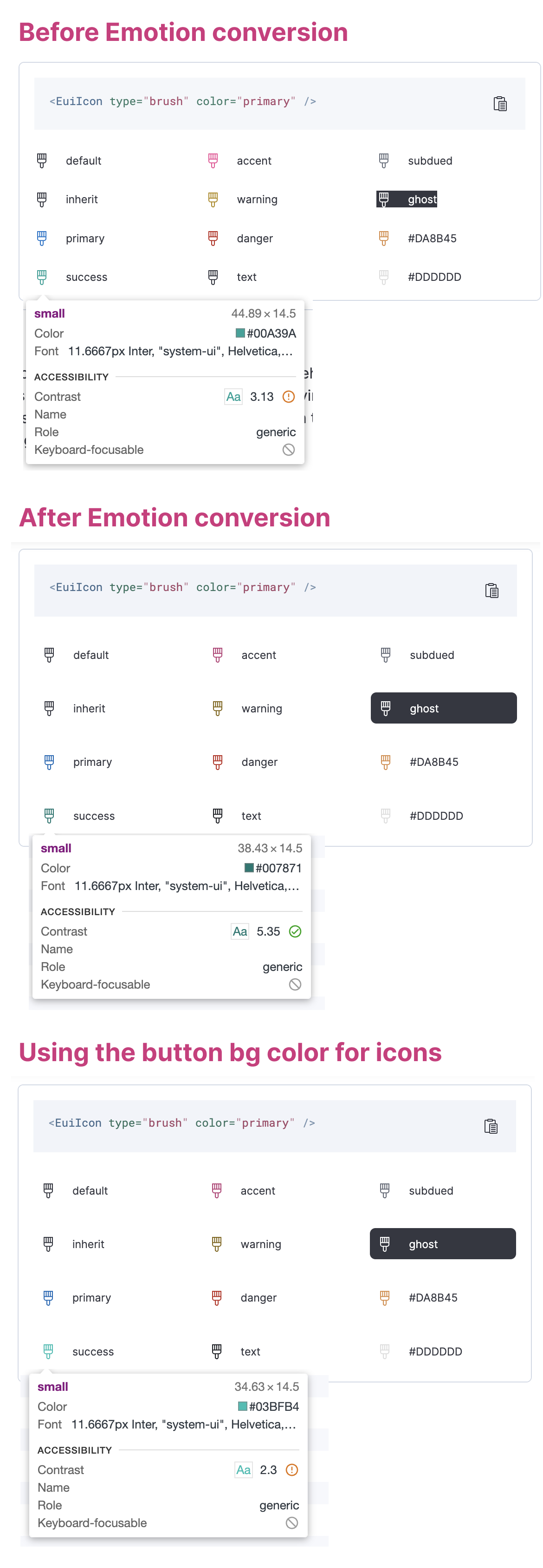 [EuiIcon] Success color is a different hex value compared to other components · Issue #6556 ...
