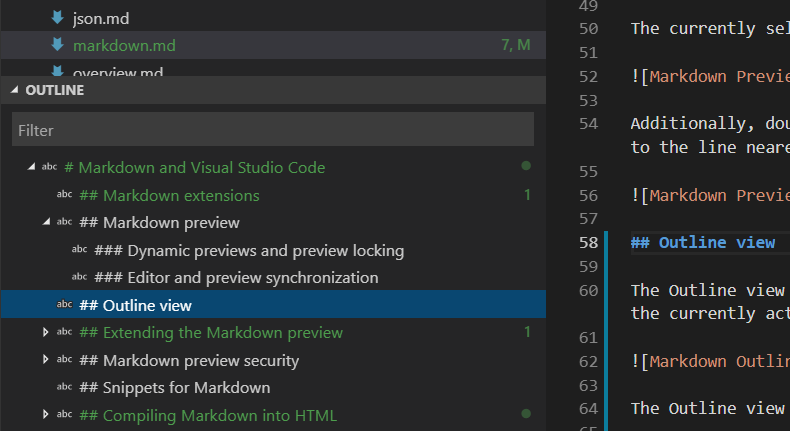 Synchronize outline with cursor in markdown files · Issue #95504 · microsoft/vscode · GitHub