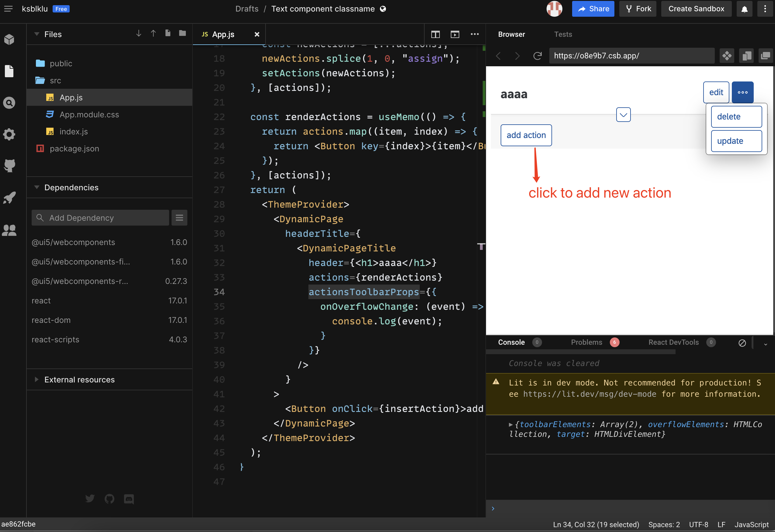 [SF][DynamicPageTitle][expect within two weeks]actionsToolbar onOverflowChange function not ...