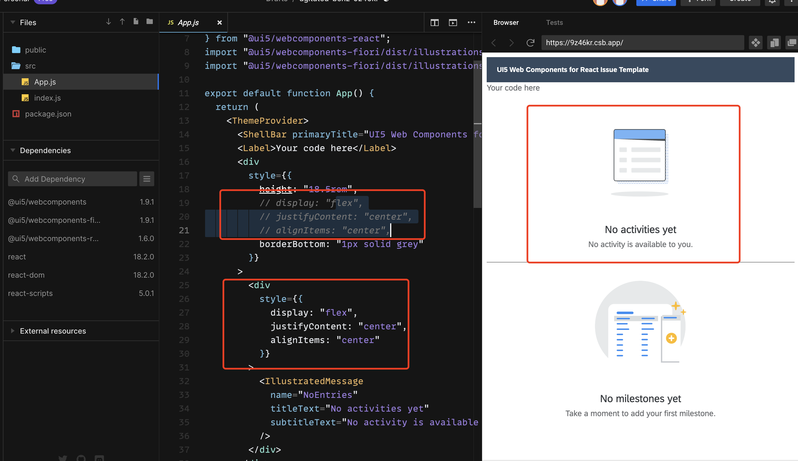 [SF][ui5-illustrated-message][1.9.1]IllustratedMessage Icon inside flexbox disappeared in some ...