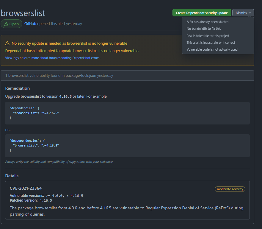 JSライブラリ, browserslistの脆弱性対応 CVE-2021-23364 · Issue #871 · opensource-workshop/connect-cms · GitHub
