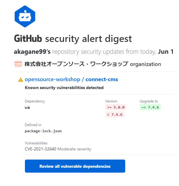 JSライブラリ wsの脆弱性対応 · Issue #877 · opensource-workshop/connect-cms · GitHub