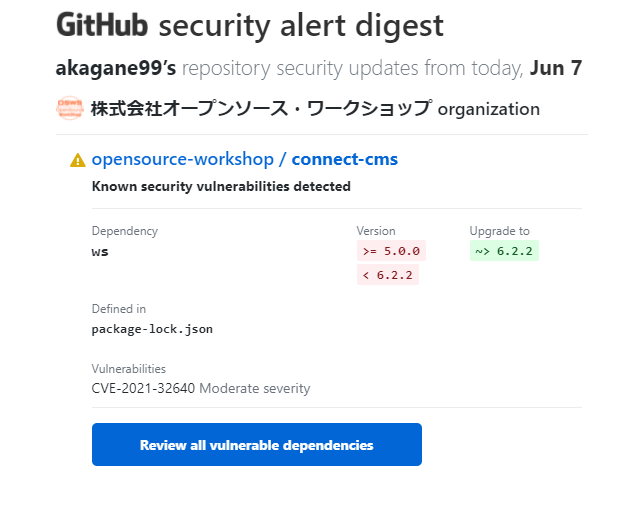 JSライブラリ wsの脆弱性対応 · Issue #877 · opensource-workshop/connect-cms · GitHub