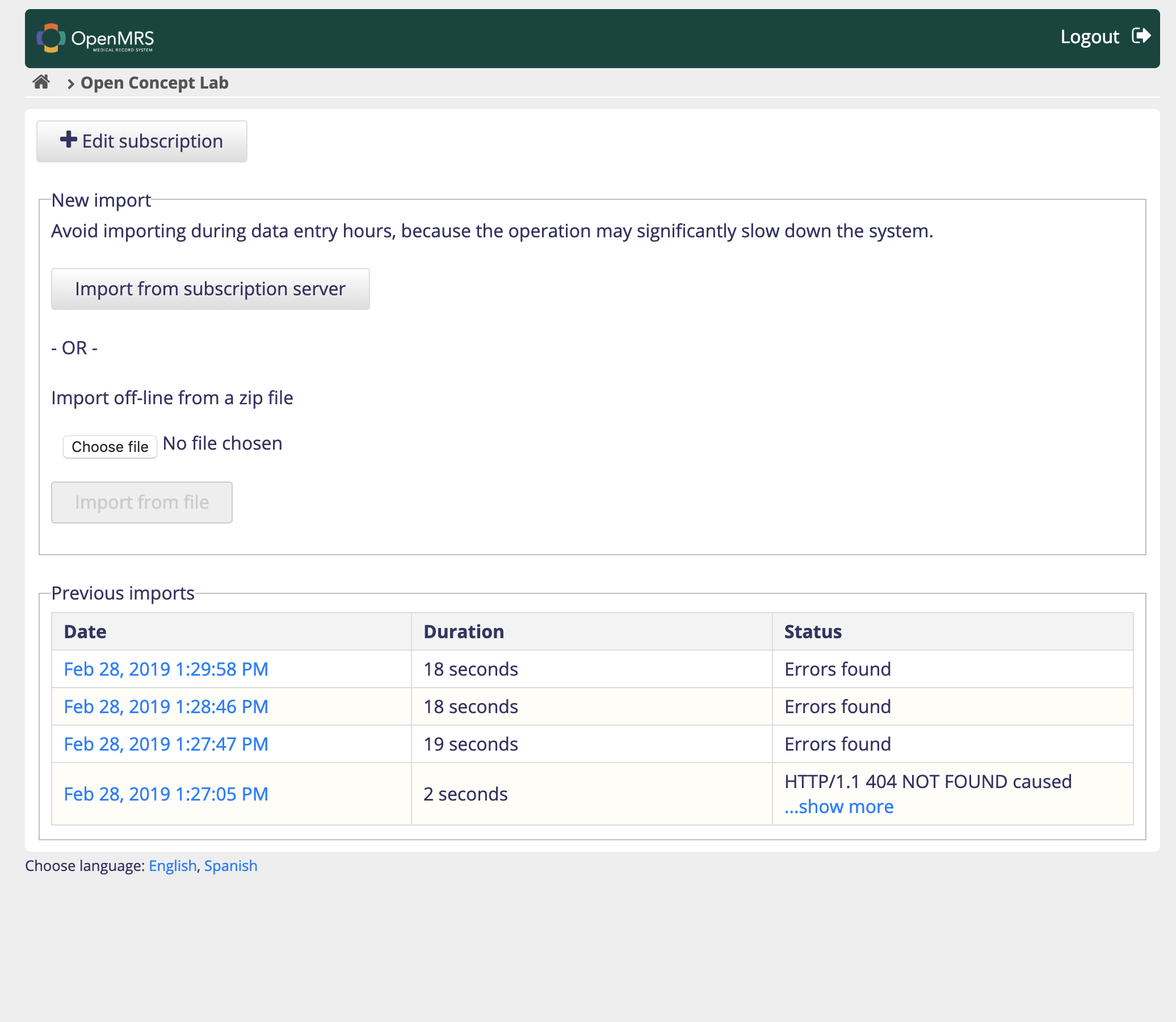 openMRS standalone Unable to import from subscription server · Issue #92 · OpenConceptLab/ocl ...