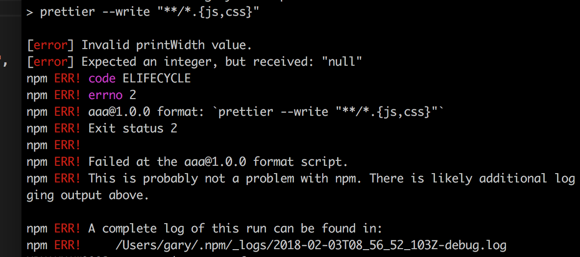 Invalid Printwidth Value Expected An Integer But Received Null · Issue 3880 · Prettier