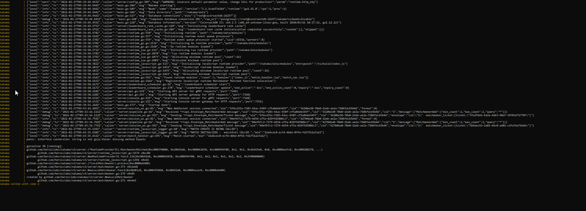 Not able to create custom matches using Ts/Javascript runtime · Issue #565 · heroiclabs/nakama ...