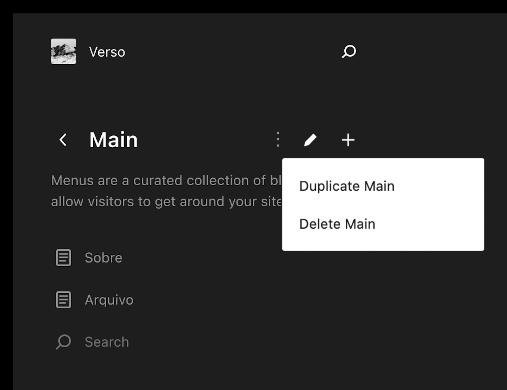 Navigation on Browse Mode: Add ellipsis menu · Issue #50583 · WordPress/gutenberg · GitHub