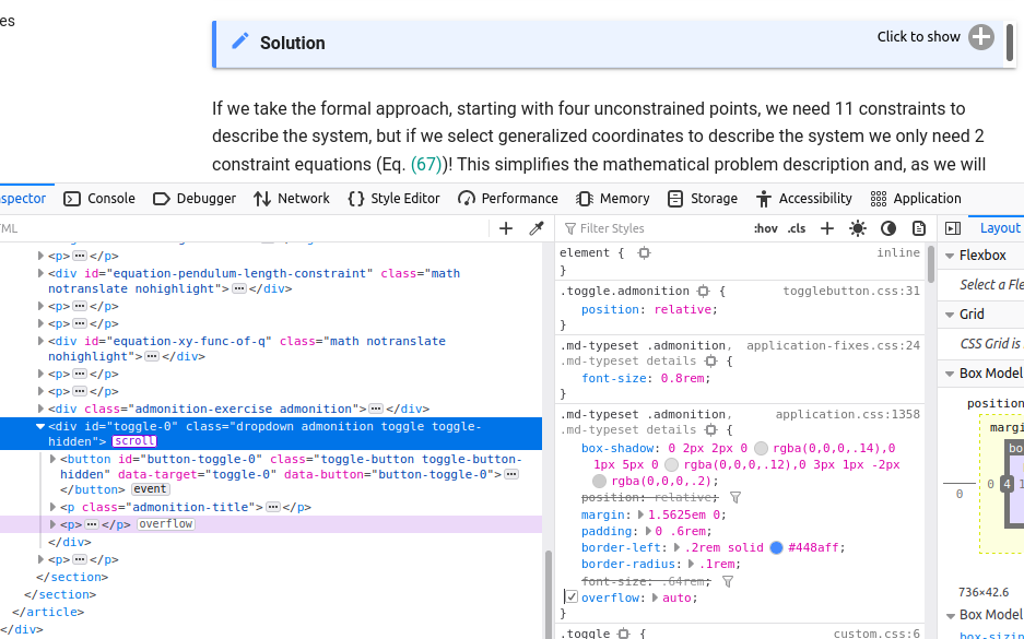 Get rid of the little vertical scroll bar on the dropdown admonitions · Issue #37 · moorepants ...