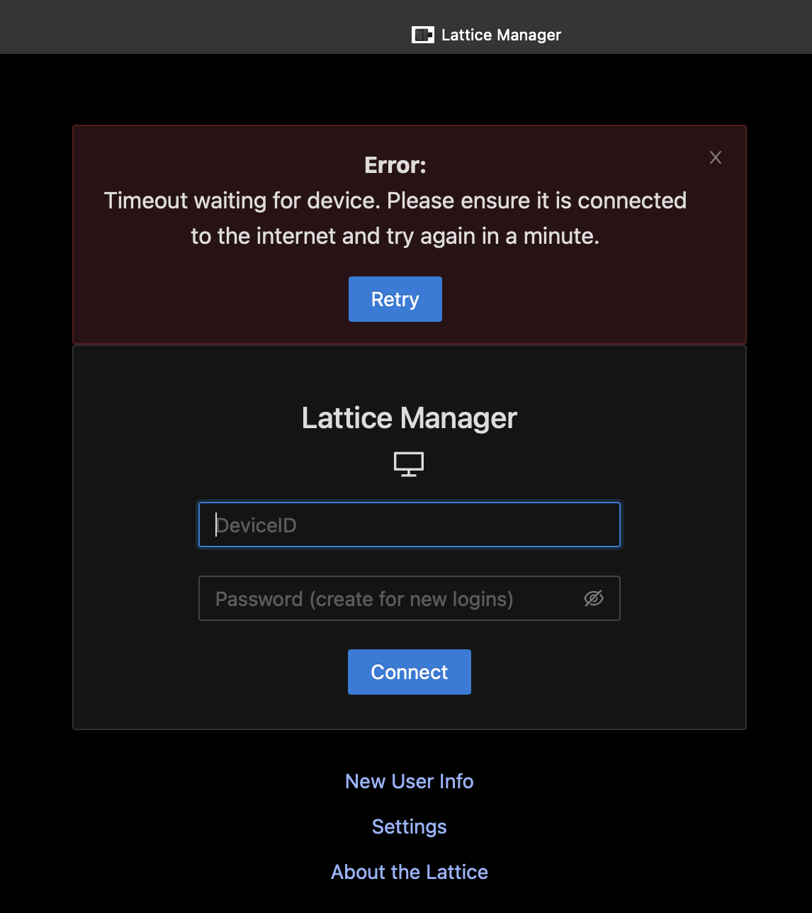 "Retry" doesn't retry · Issue #179 · GridPlus/lattice-manager · GitHub