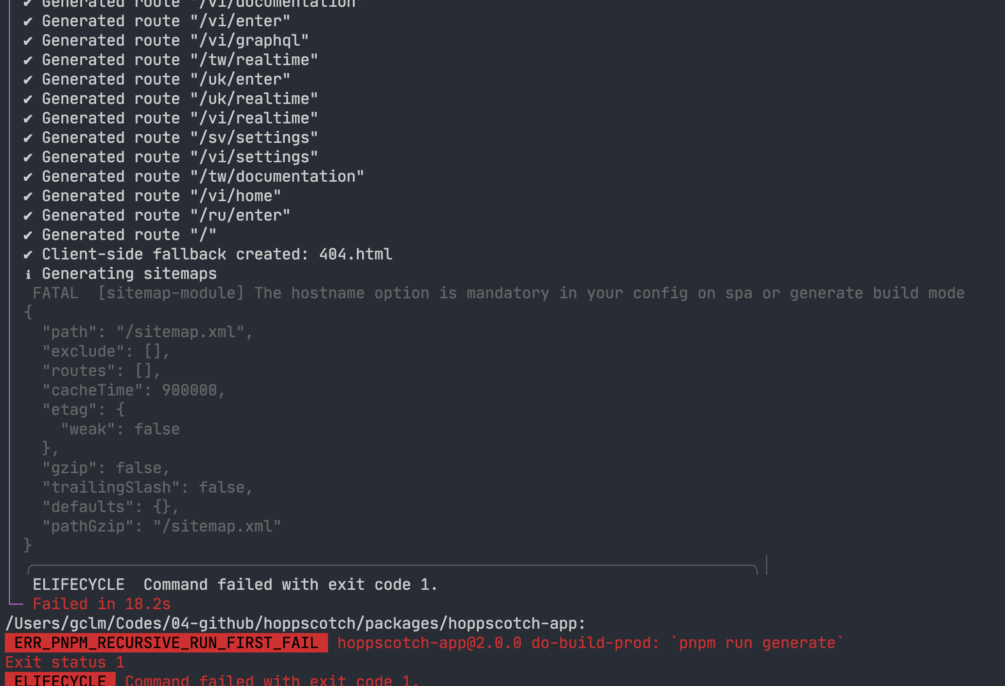 Pnpm Run Generate Error · Issue 1830 · Hoppscotchhoppscotch · Github