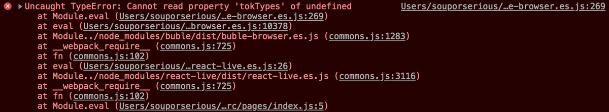 'tokTypes' undefined when react-live used in GatsbyV2 · Issue #104 · FormidableLabs/react-live ...