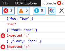 Unexpected behavior when parsing { "foo": "bar" } vs { foo: "bar ...