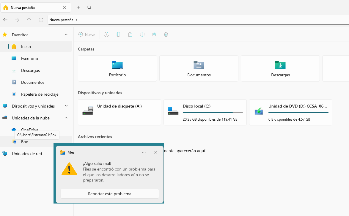 ERROR OPEN FOLDER "BOX" CLOUD · Issue #6120 · files-community/Files ...