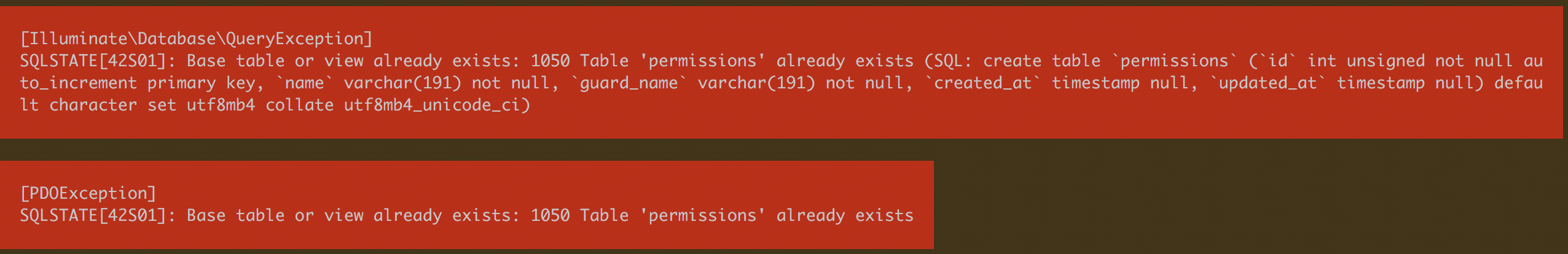 Duplicate migration file · Issue #417 · spatie/laravel-permission · GitHub