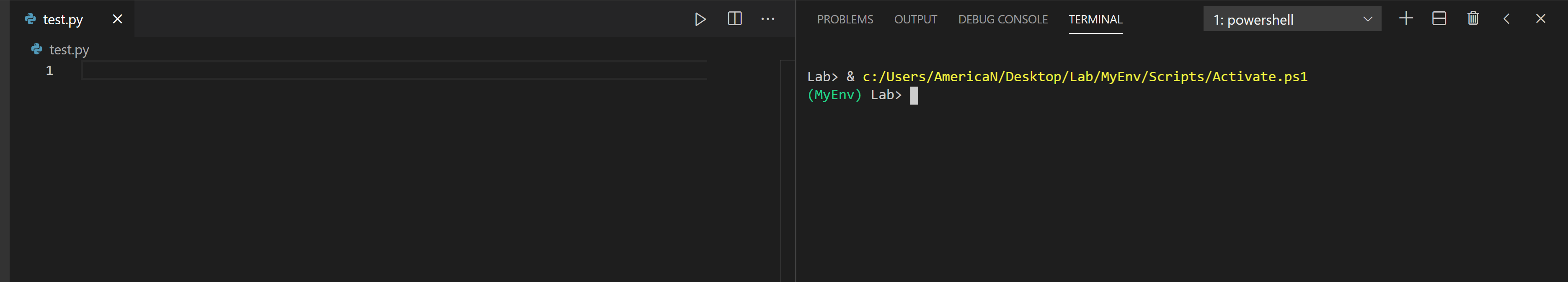 Venv is not activated on already opened terminal on start up when `python.terminal ...
