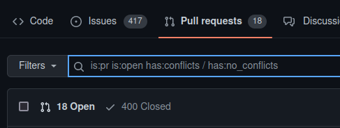 Filter PRs by conflicts/mergeability? · community · Discussion #36624 · GitHub