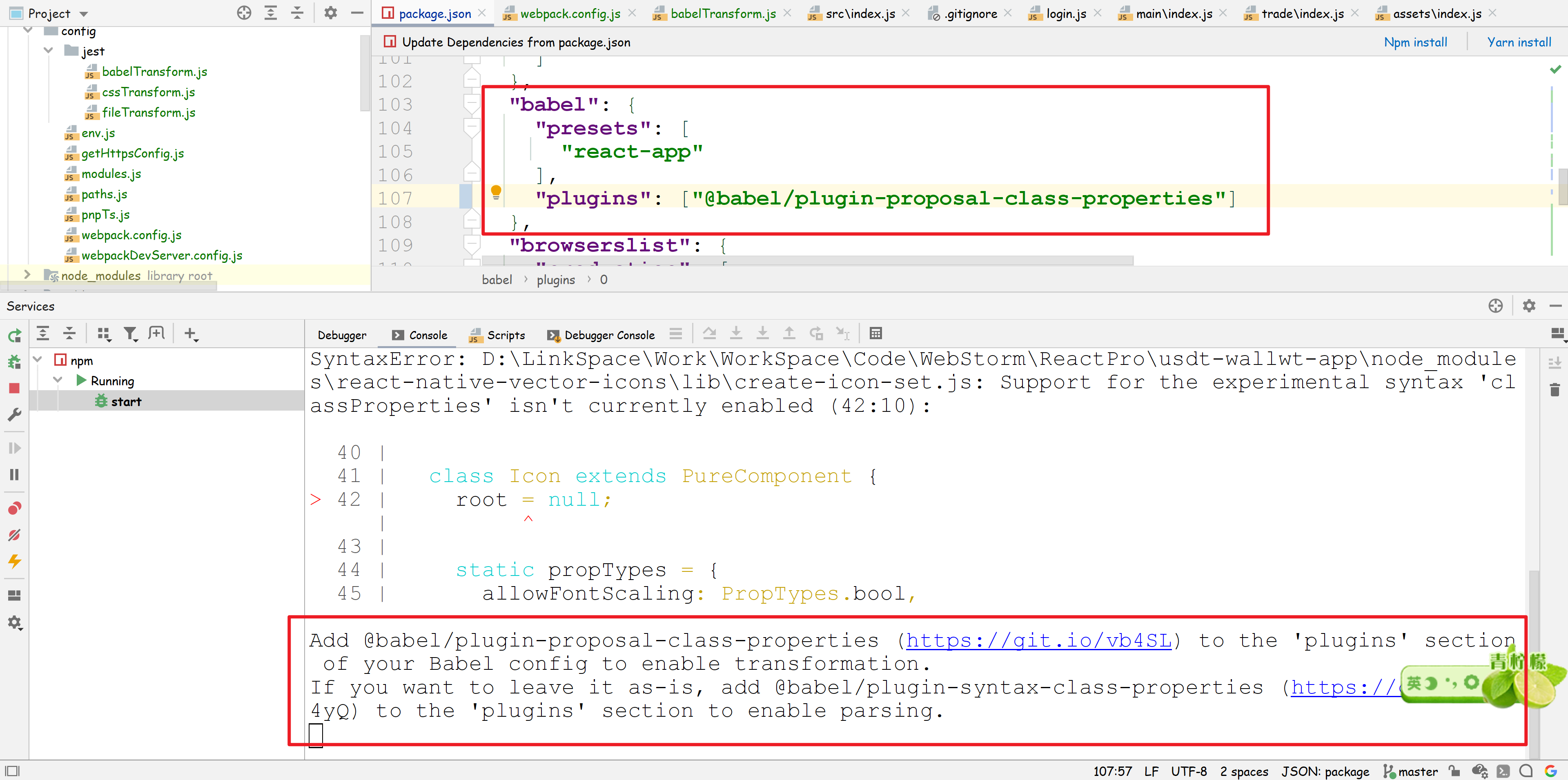 Bug: The @babel plugin-proposal-class-properties plug-in configuration is not in effect · Issue ...
