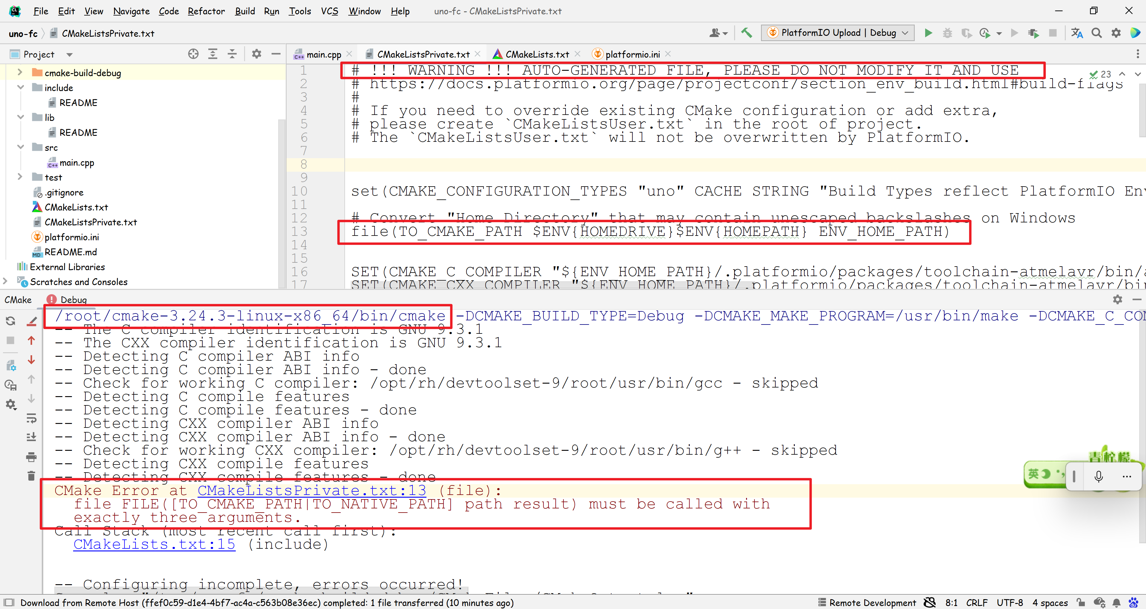 Cmake Error At Cmakelistsprivate Txt 13 · Issue 3375 · Platformio