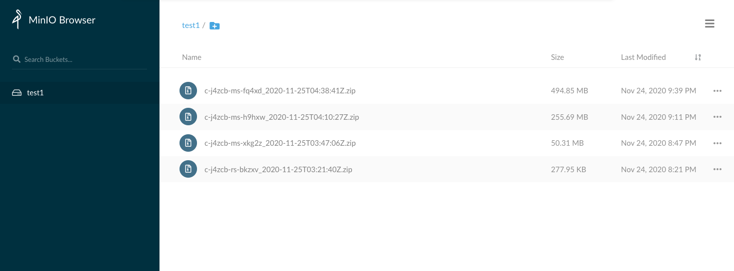 Azure Blob Storage etcd backups via minIO S3 gateway show as Active in the UI even if they do ...